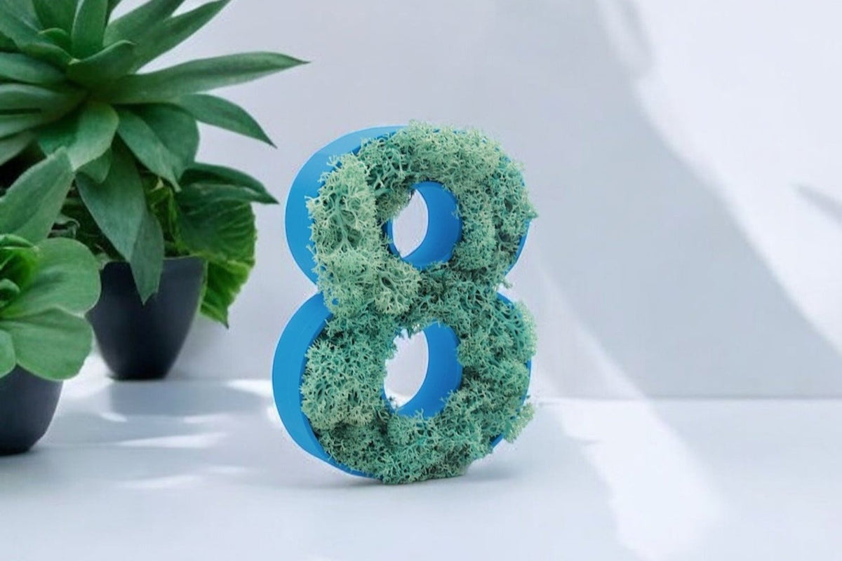 Número de Musgo (Turquesa) en 3D - 15 cm de altura — coco-nia.com